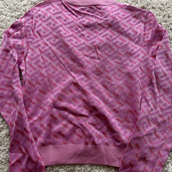Versace | Sweaters | Versace La Greca Monogram Blend Knit Cardigan ...